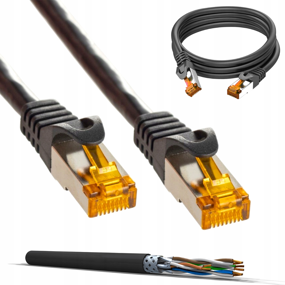KABEL SIECIOWY LAN PATCHCORD ETHERNET ROUTER TV RJ45 SFTP CAT6a kat 6a 3M - Sklep, Opinie, Cena ...