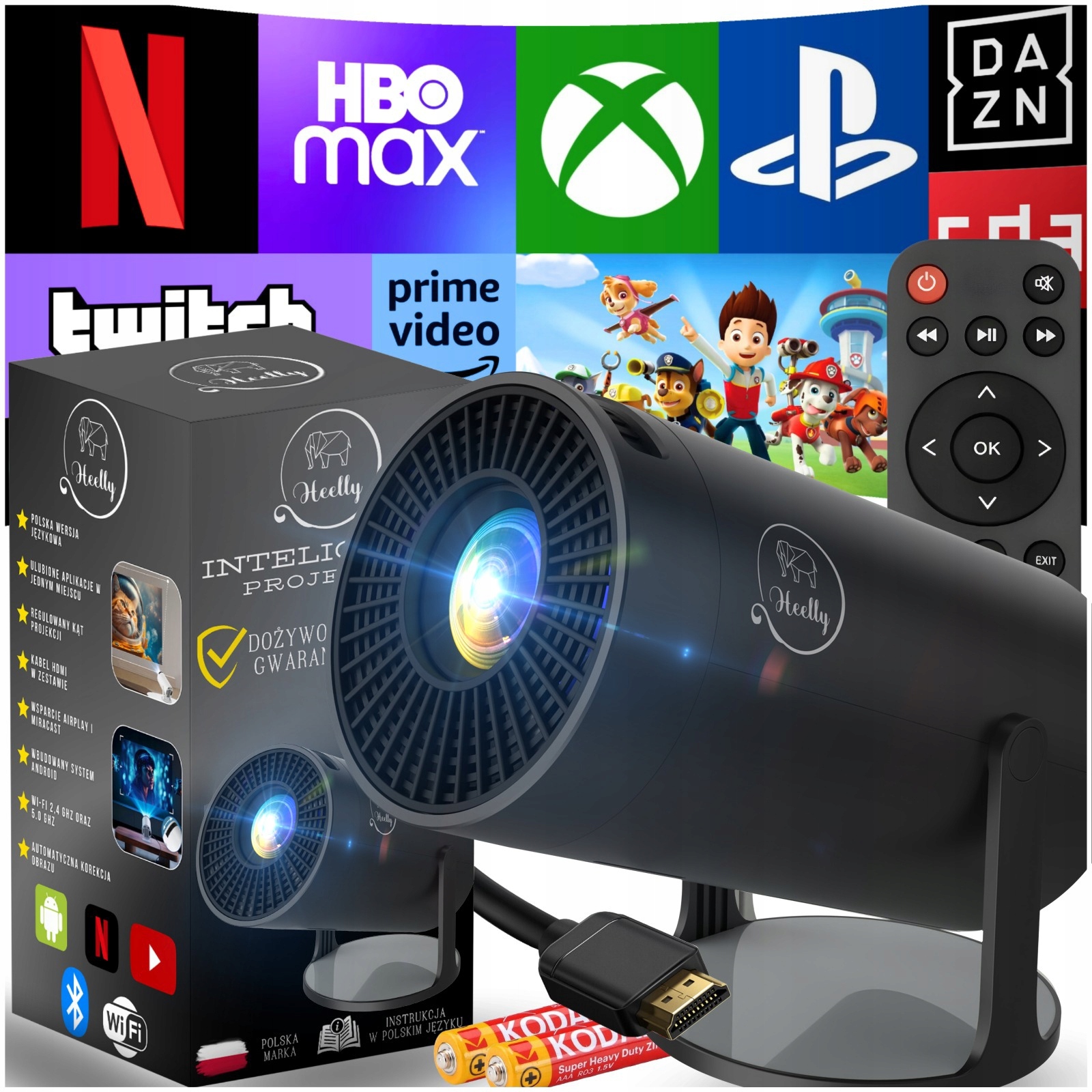 Projektor LED Heelly Android Obrotowy 4K Mini czarny - Sklep, Opinie ...