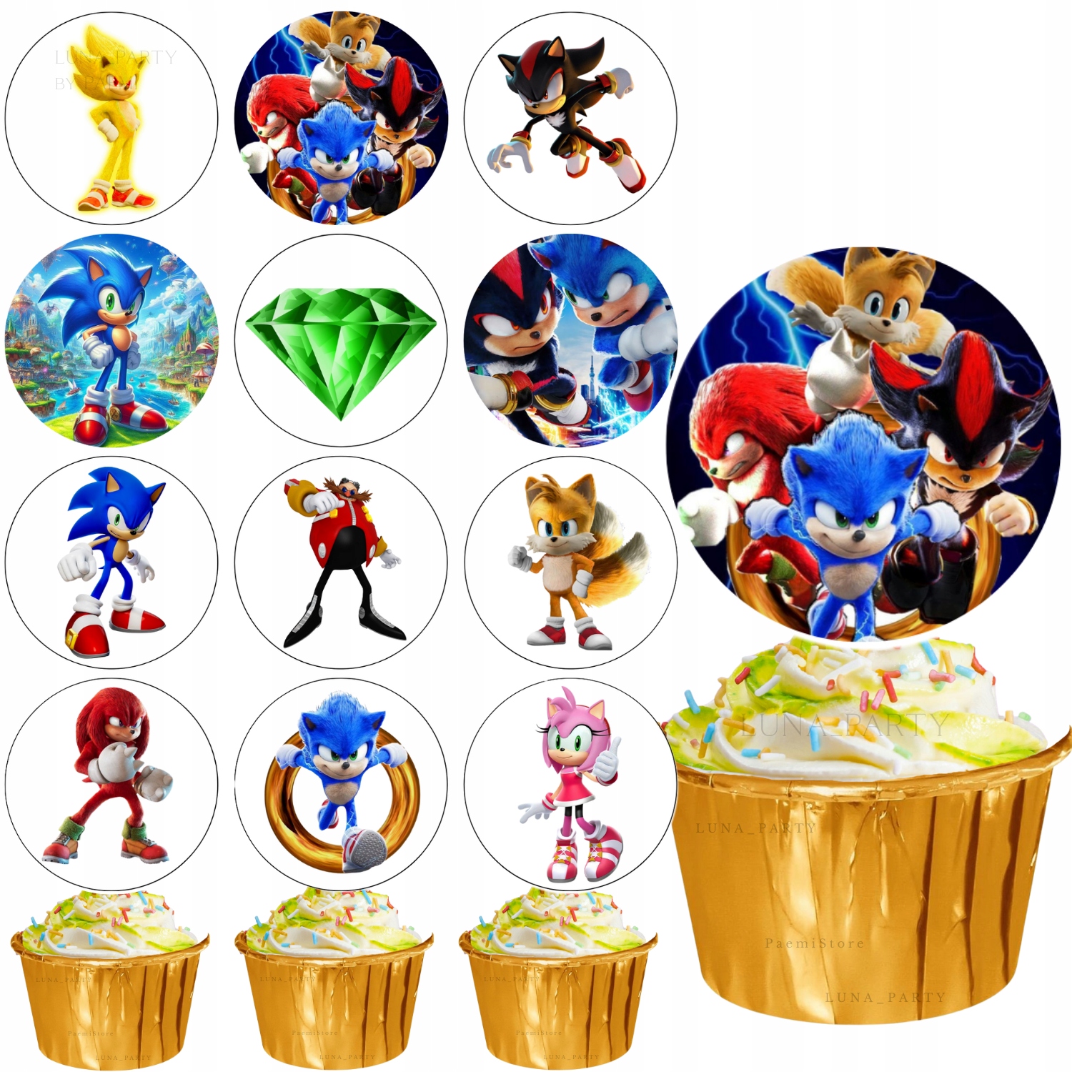 TORTAOSTYA MUFFIN, KUPACOS SONIC SÜNI, SHADOW, TAILS, KNUCKLES ...