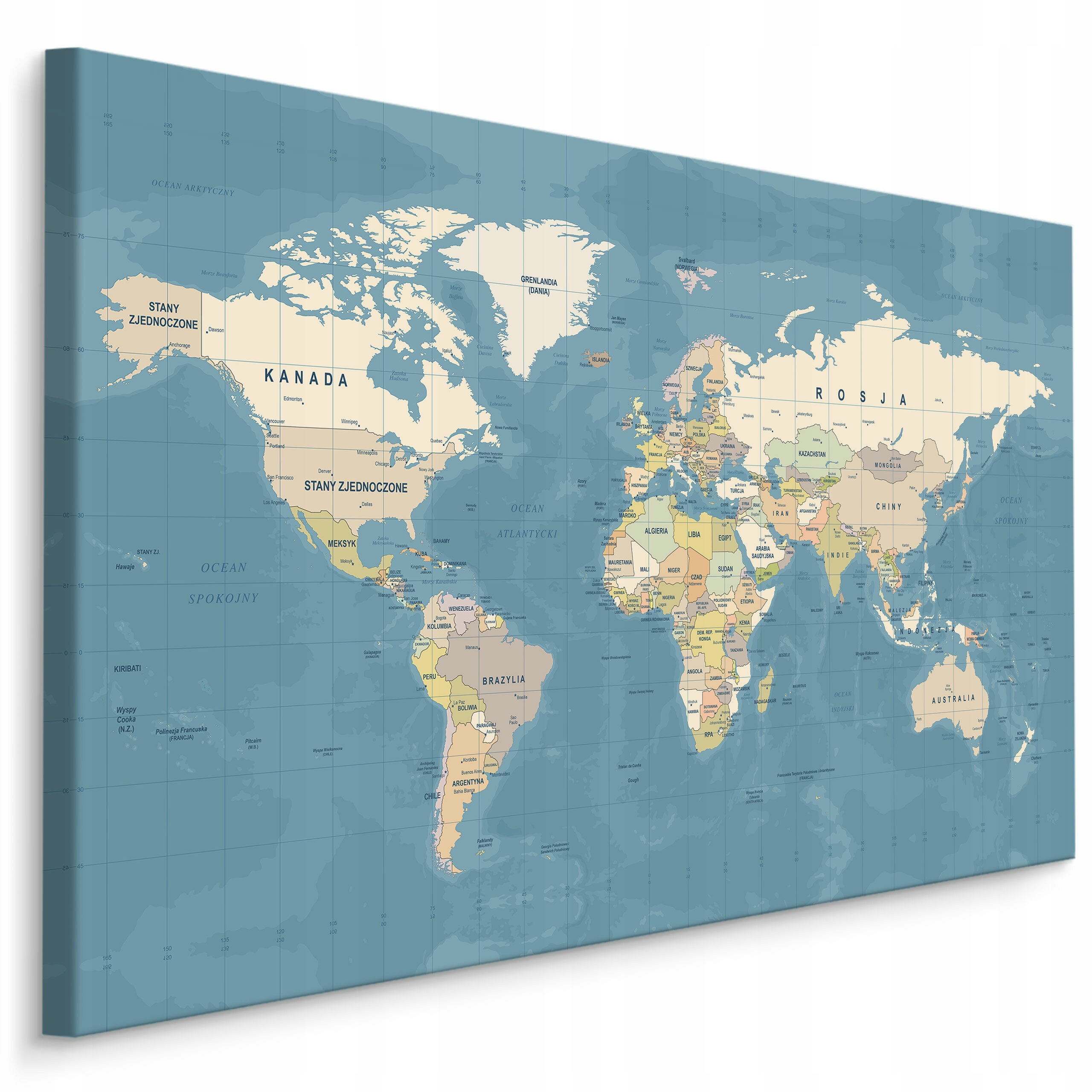 Obraz Mapa Świata Polityczna Po Polsku 70x50 (MF-10000107-C70-50 ...