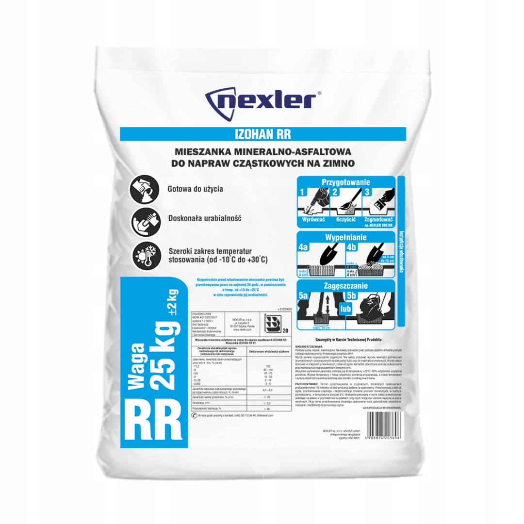 NEXLER ASFALT NA ZIMNO W WORKU DROGOWY 25KG TRWAŁA MIESZANKA MINERALNA ...