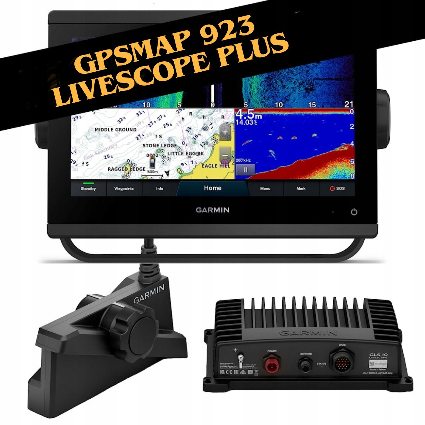 PLOTER GARMIN GPSMAP 923 + PRZETWORNIK LiveScope LVS34 Plus - 0753759250522 - 17617521786 - Allegro