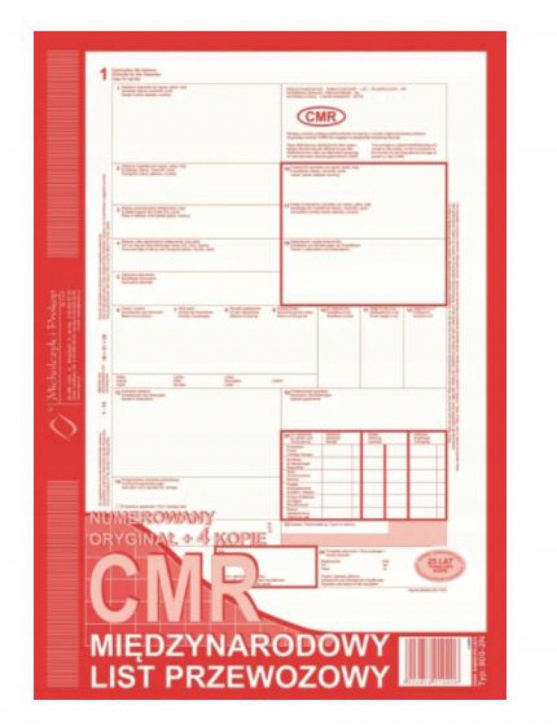 CMR LIST PRZEWOZOWY NUMEROWANY + 4 KOPIE ZESTAW (800-2) • Cena, Opinie ...
