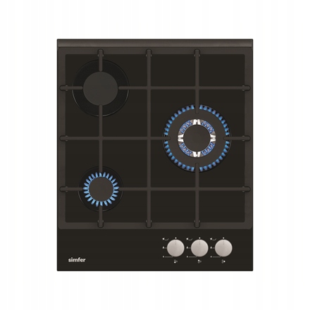 Płyta grzewcza Simfer H4.305.HGSSP Gaz na szkle 3 palniki Czarna ...