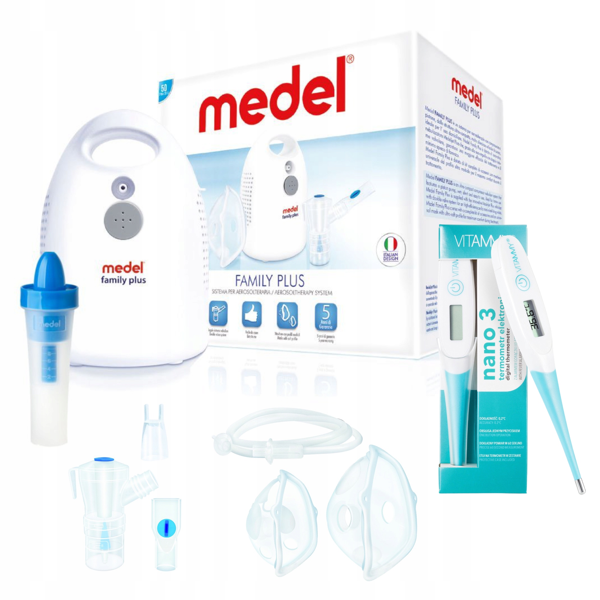 INHALATOR NEBULIZATOR DLA DZIECI MEDEL FAMILY PLUS + RHINO NA NOS ...