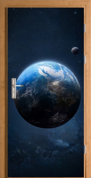 NAKLEJKA FOTOTAPETA na drzwi kosmos ziemia (1234567) • Cena, Opinie • Fototapety 12145606871 ...