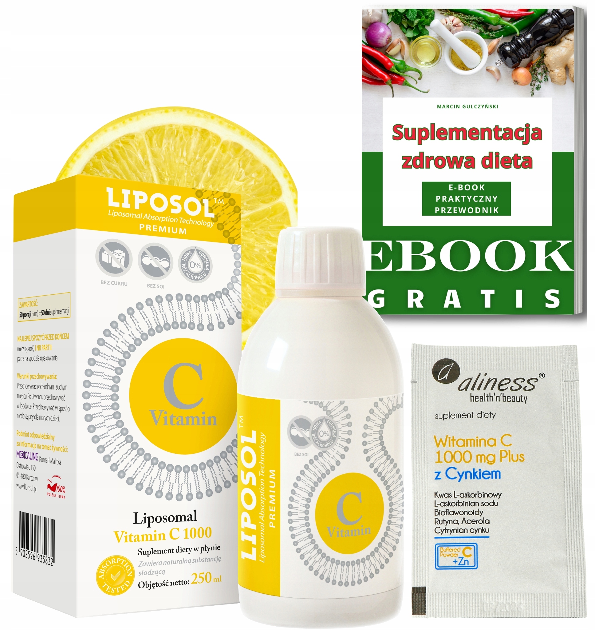ALINESS LIPOSOL Witamina C 1000 LIPOSOMALNA 250ml Odporność Zmęczenie ...