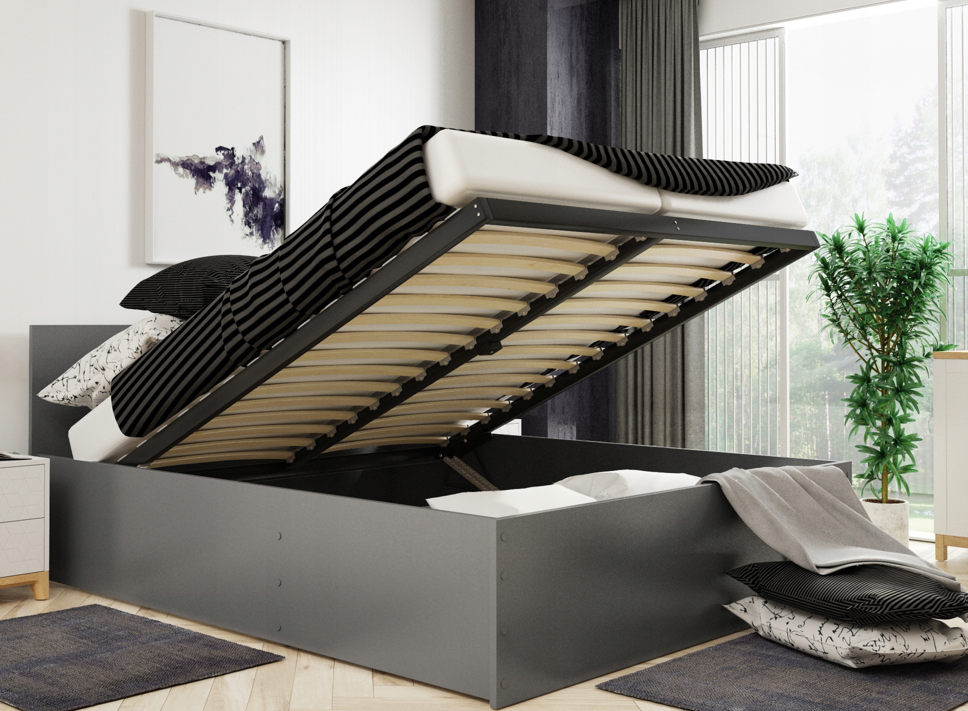 Postel 160x200 Zvedací s úložným prostorem Rošt Panama DM za 7895 Kč ...