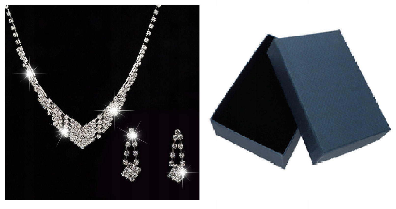 Kolia z CYRKONIAMI + kolczyki 12704097781 - Allegro.pl