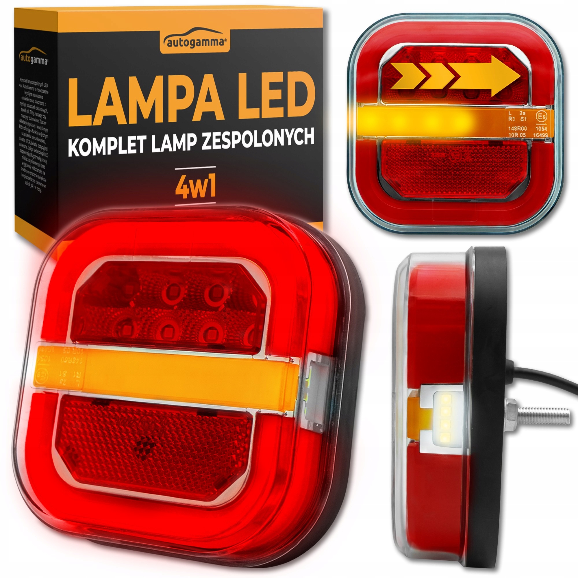 Lampa LED 4w1 Tylna Zespolona Kierunkowskaz TIR Komplet HOMOLOGACJA 2 ...