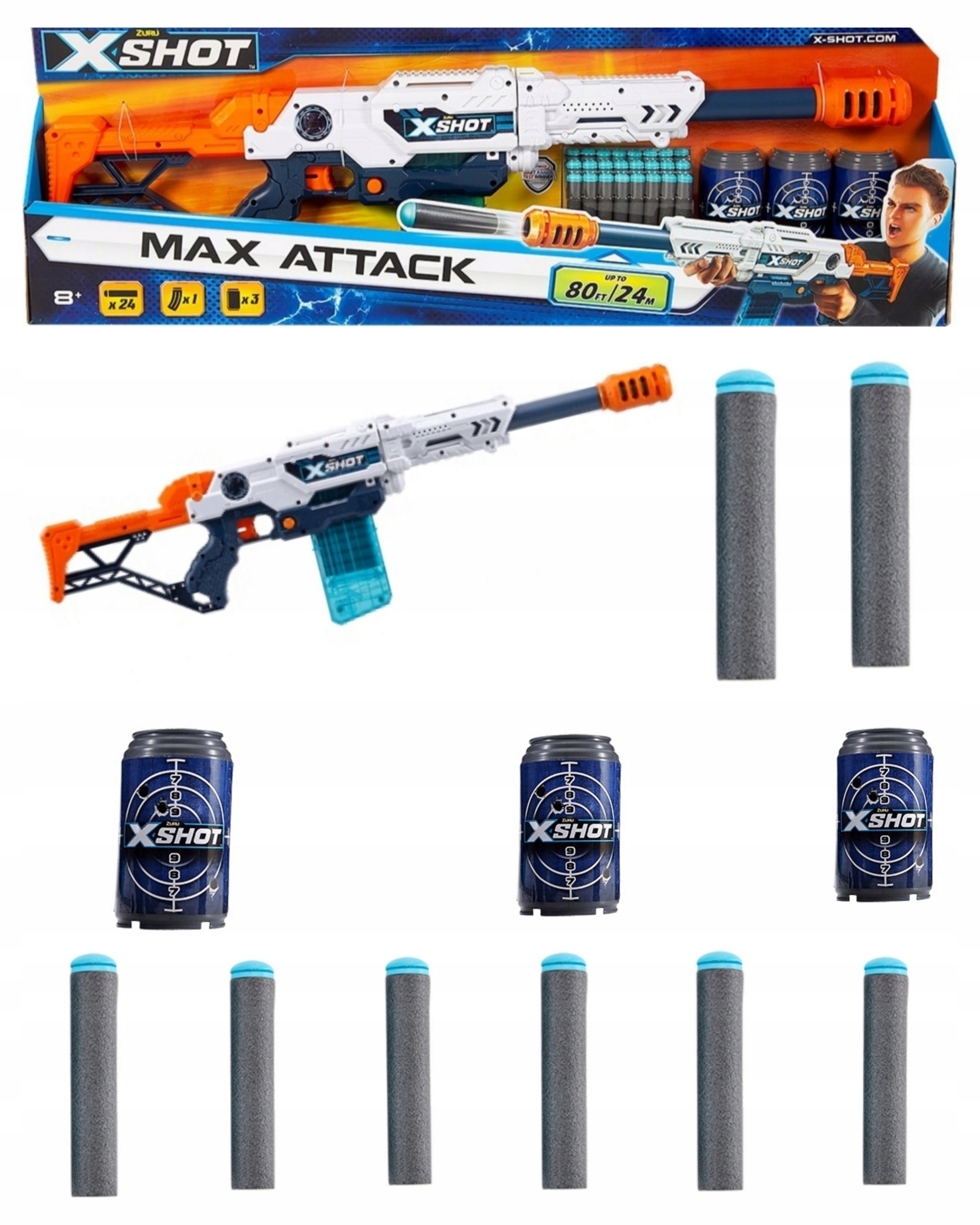 ZURU XSHOT MAX ATTACK PISTOLET KARABIN WYRZUTNIA 12621477686 - Allegro.pl