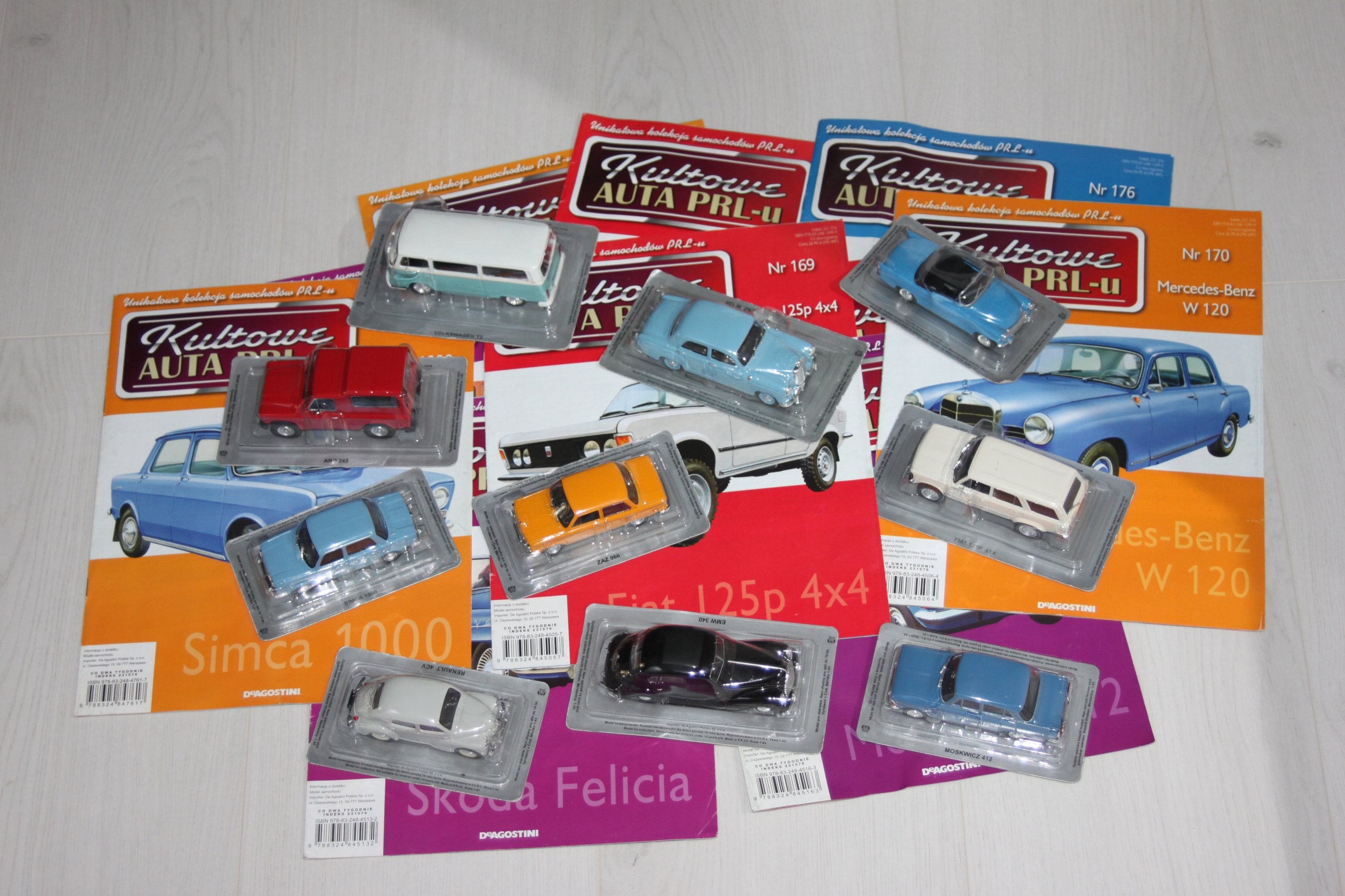 KULTOWE AUTA PRL 10szt RENAULT 4CV+VOLKSWAGEN T2+FIAT 125P 4x4+ARO 243 ...