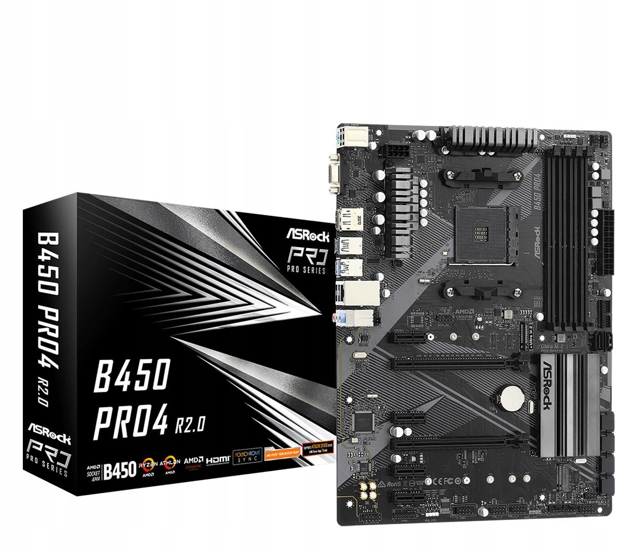 Płyta główna ASRock B450 PRO4 R2.0 ATX Socket AM4 4 x DIMM w ...
