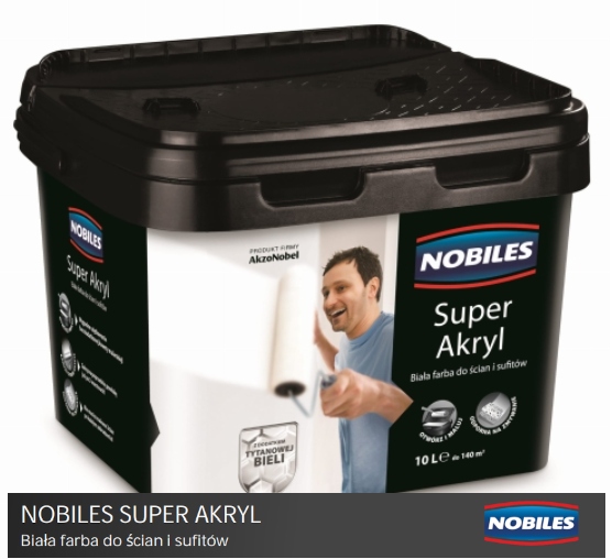 Nobiles Super Akryl biała farba do ścian i sufitów 10L (5904078076972 ...