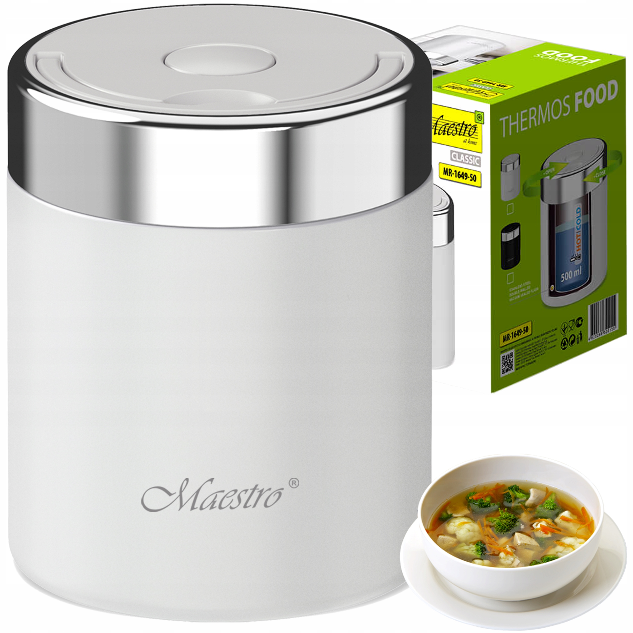 TERMOS OBIADOWY STALOWY POJEMNIK TERMICZNY NA OBIAD ZUPĘ LUNCH BOX 0,5L ...