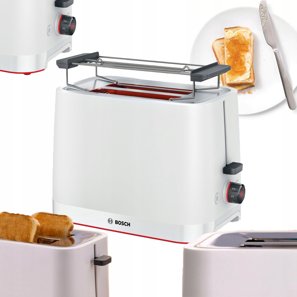 Toster Bosch MyMoment TAT3M121 950W 2 tosty Rozmrażanie Biały • Cena ...