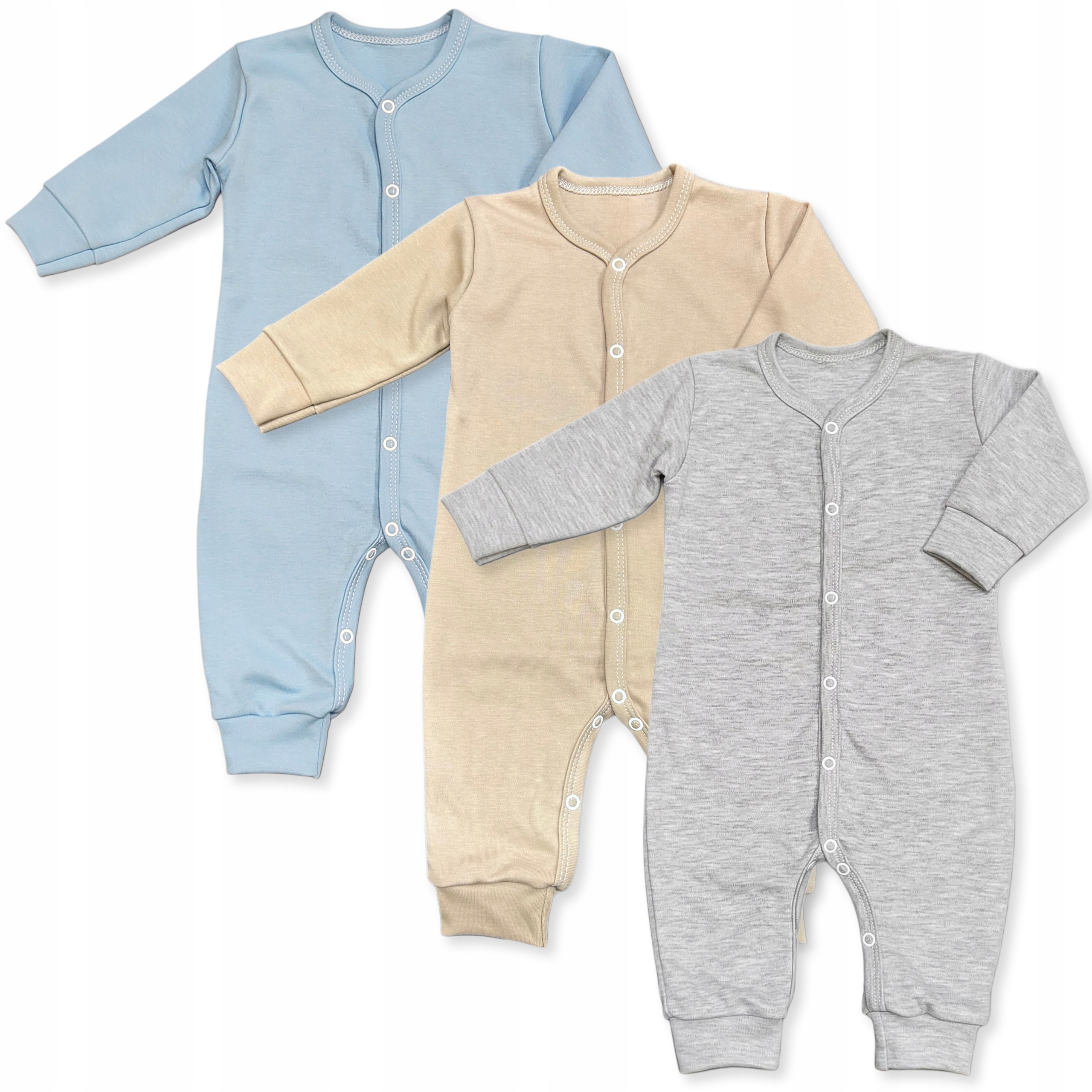 3-PAK zestaw RAMPERSÓW 80 pajacyki bez stópek dla NIEMOWLAKA ROZPINANY ...