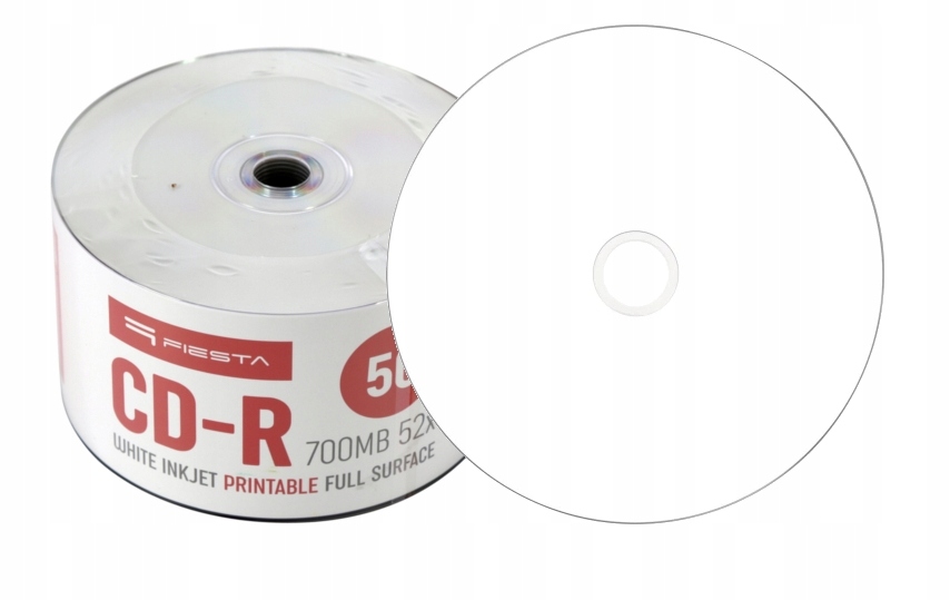 Płyty CD FIESTA CD-R 700MB 52X FF WHITE INKJET PRINTABLE 50 sztuk ...