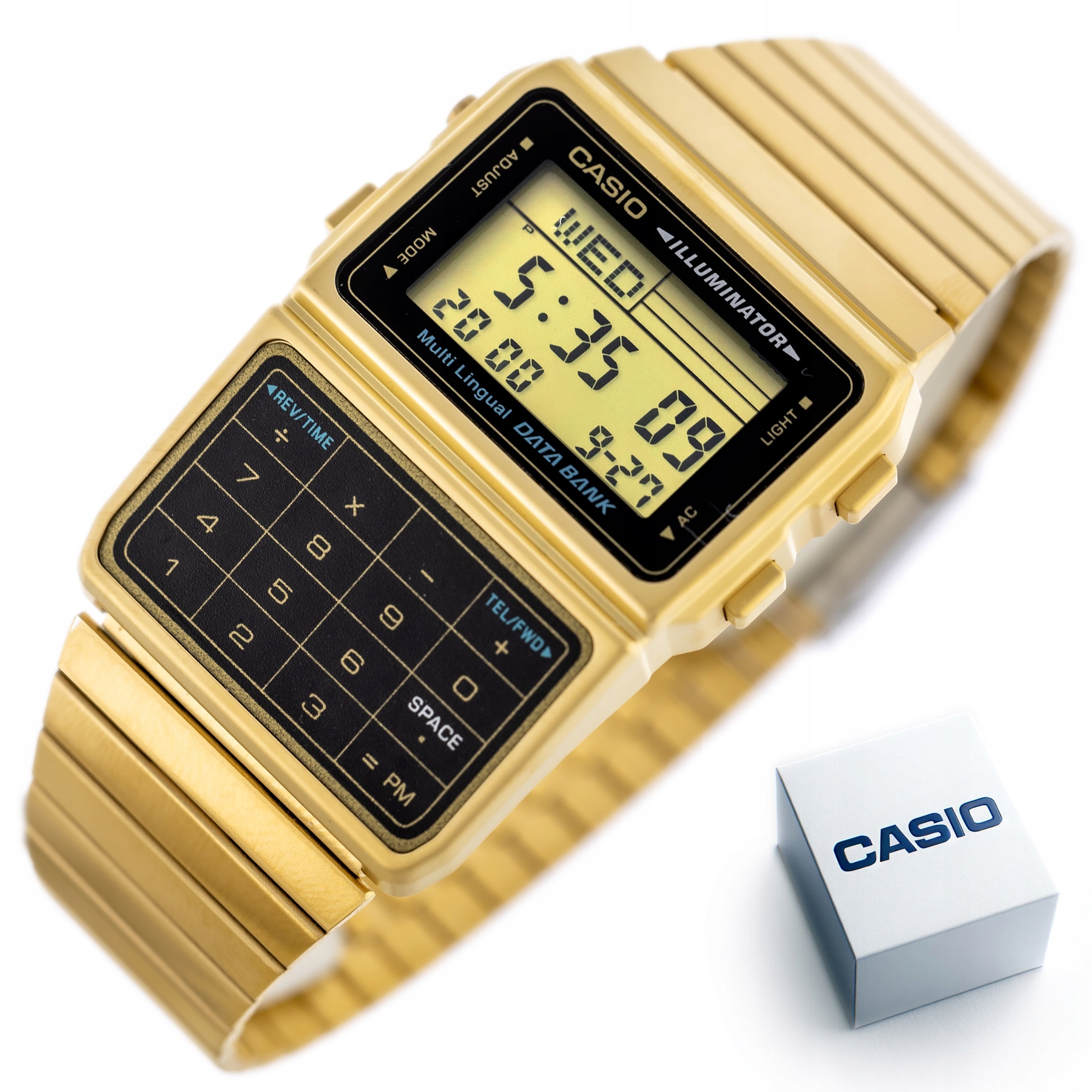 ZEGAREK MĘSKI CASIO VINTAGE DATABANK DBC-611G-1 + PUDEŁKO PREZENT ...