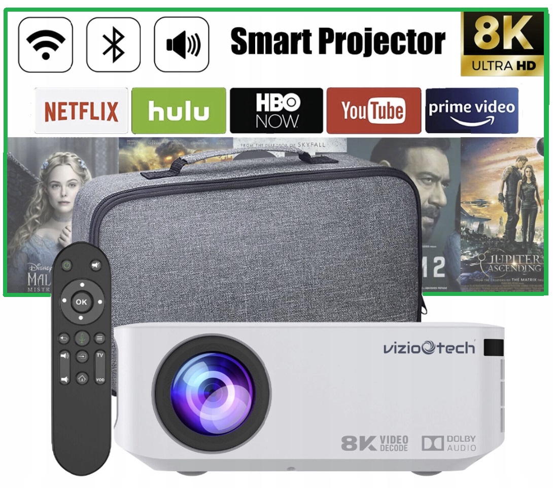 Projektor rzutnik Full HD 4K 12000 lm WiFi Android + torba VIZIO TECH ...