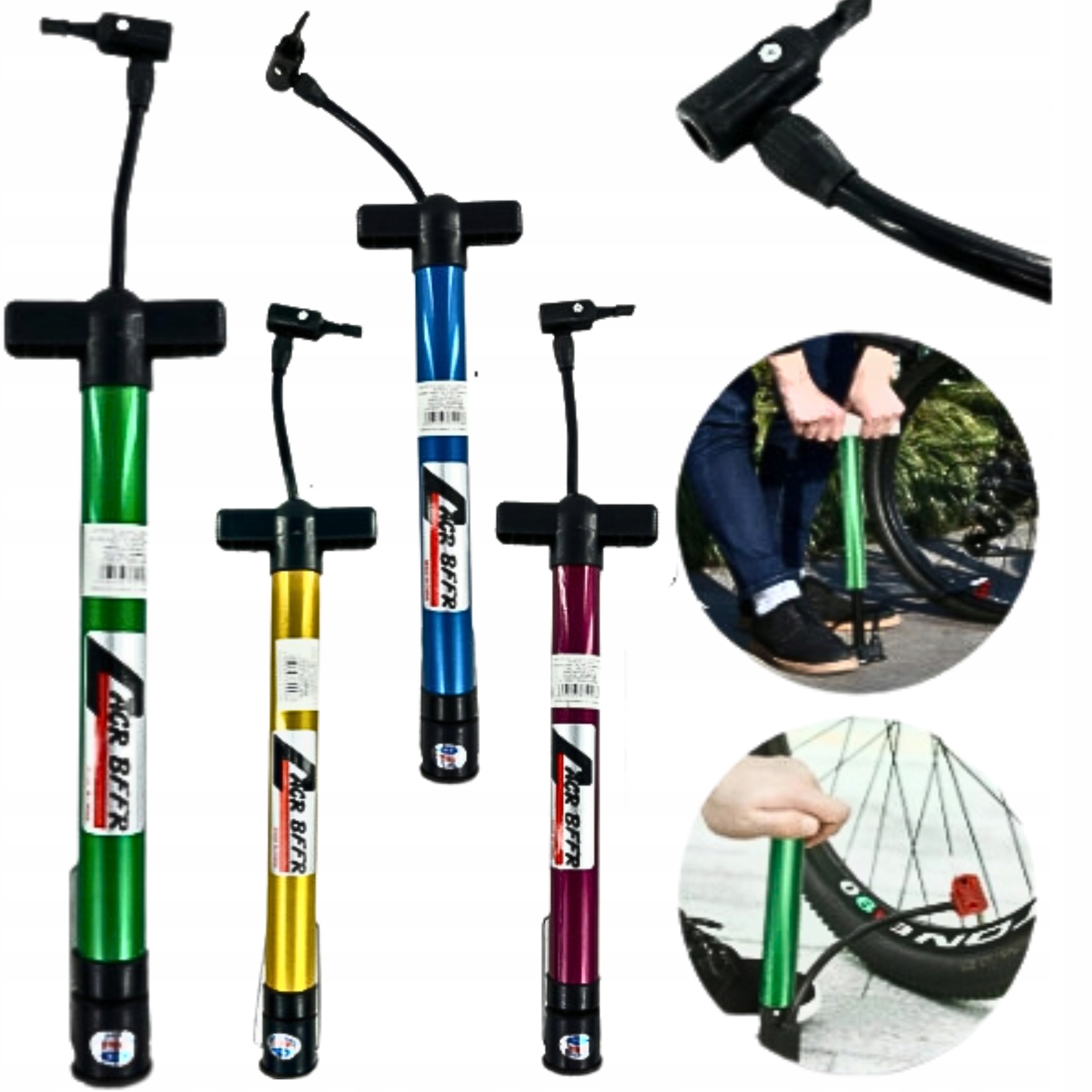 POMPKA ROWEROWA RĘCZNA NOŻNA POMPA DO ROWERU Z WĘŻYKIEM 1 szt. + WĘŻYK ...