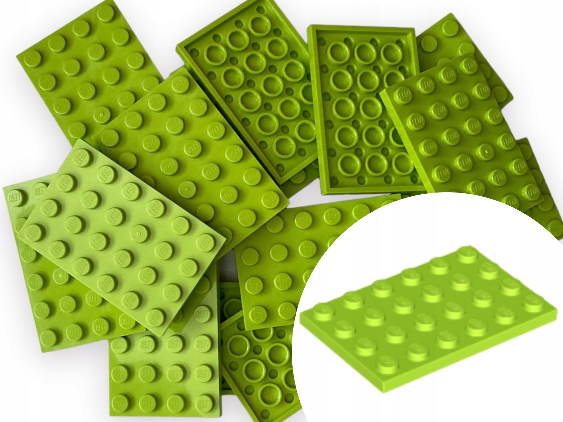 LEGO 3032 PLATE Płytka 4X6 Lime Zielony 6 szt 13086430983 - Allegro.pl