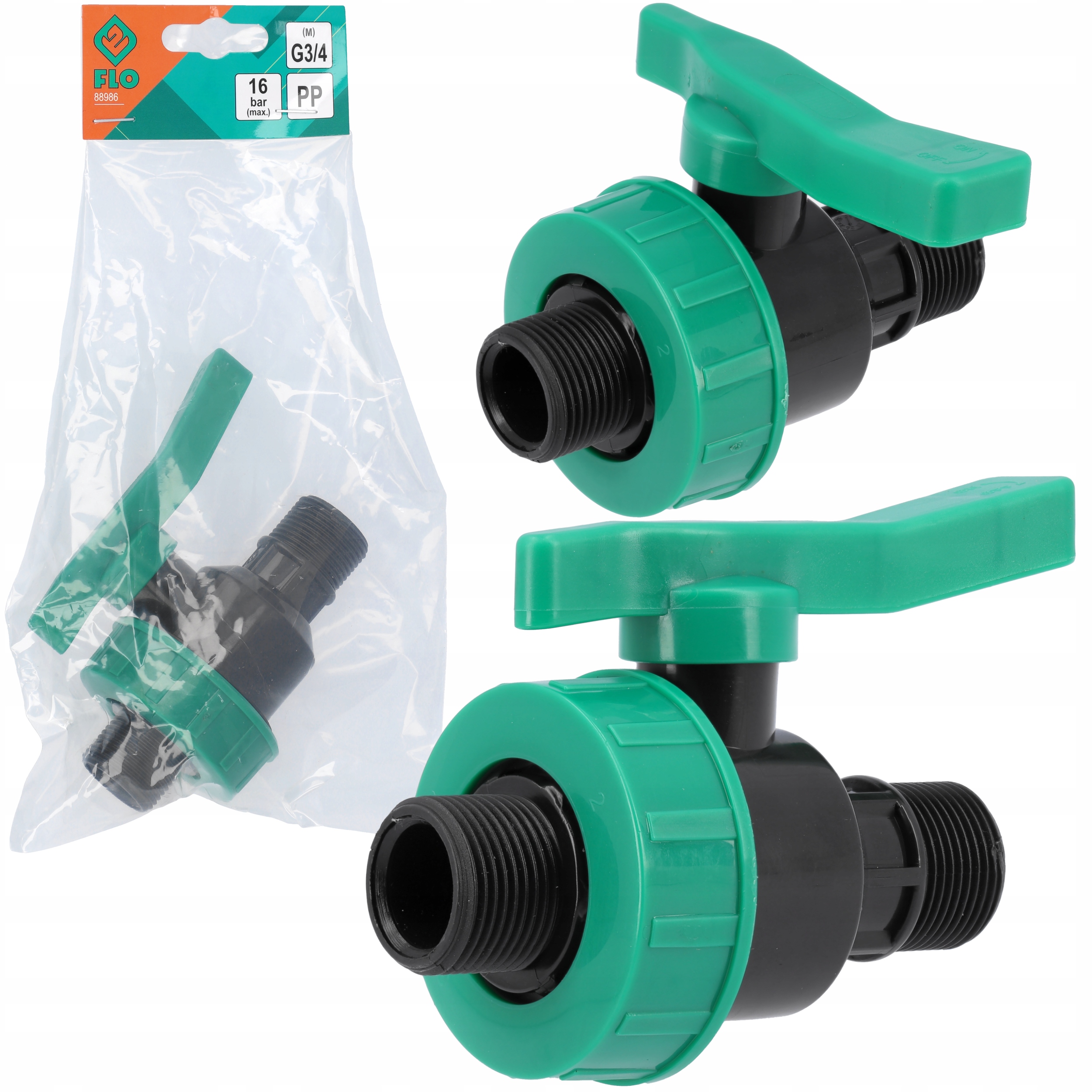 ZAWÓR KULOWY MĘSKI/MĘSKI 3/4 x 3/4'' DO ŁĄCZENIA RUR PE, PP 16 BAR FLO (5906083110528) • Cena ...