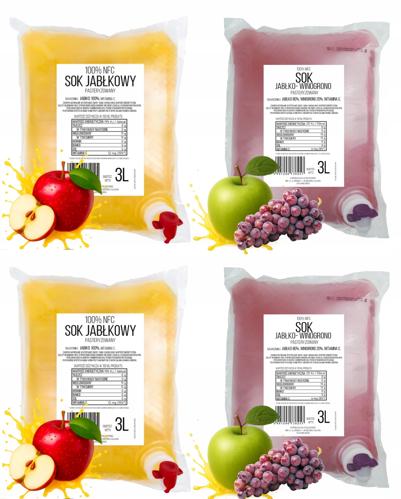 100% PRÉSELT NFC GYÜMÖLCSLÉ MIX ALMA, ALMA SZŐLŐ PURE PRESS 4 x 3L za ...