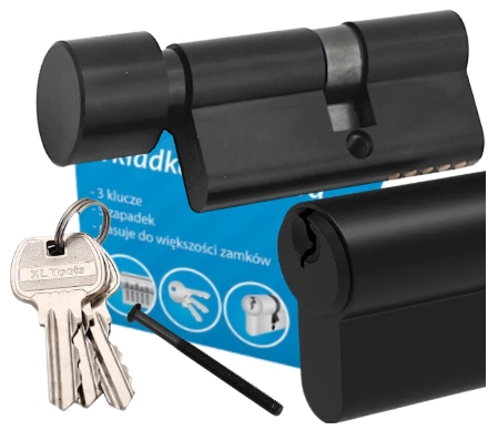 WKŁADKA DO ZAMKA Z GAŁKĄ WKŁADKA DRZWIOWA BĘBENKOWA 30/35G CZARNA 3 KLUCZE (5905549189542 ...