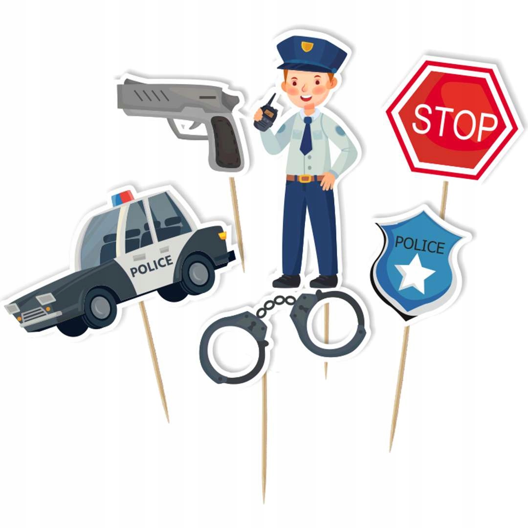 TOPPER tort PIKERY policjant POLICJA broń PARTY x6 13751370678 - Allegro.pl