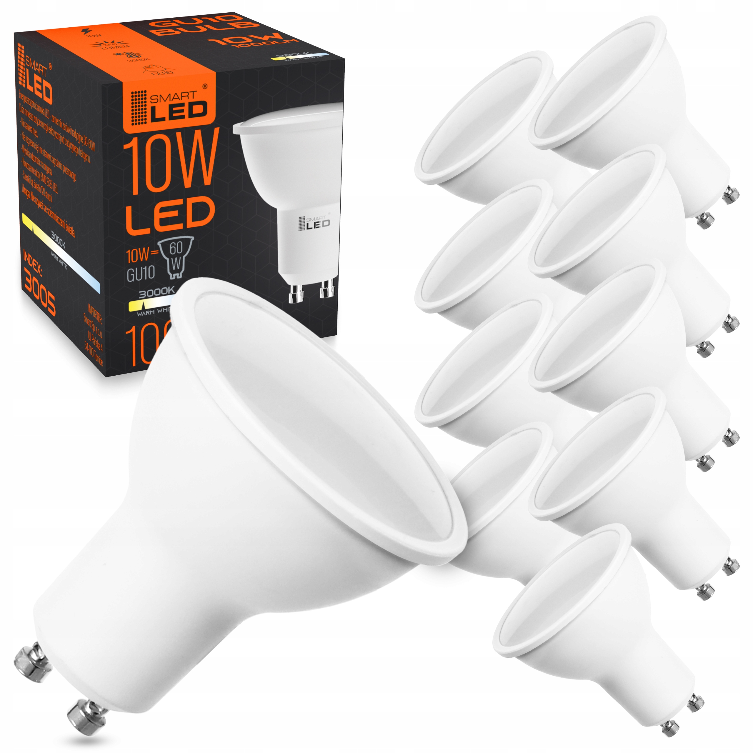 Żarówka GU10 LED 2835 SMD 10W Ciepła Biała Energooszczędna Nie Mruga ... Żarówka GU10 LED 2835 SMD 10W Ciepła Biała Energooszczędna Nie Mruga ...