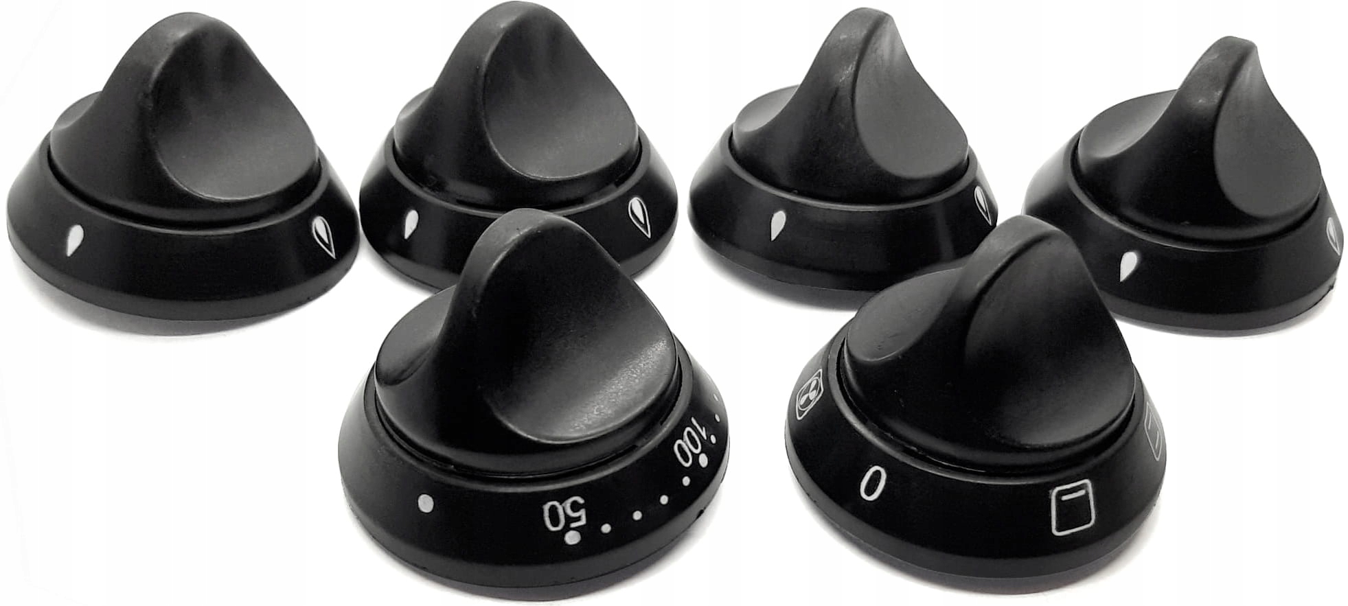 Sada černých knoflíků pro sporák Mastercook 6 ks za 359.00CZK - Allegro