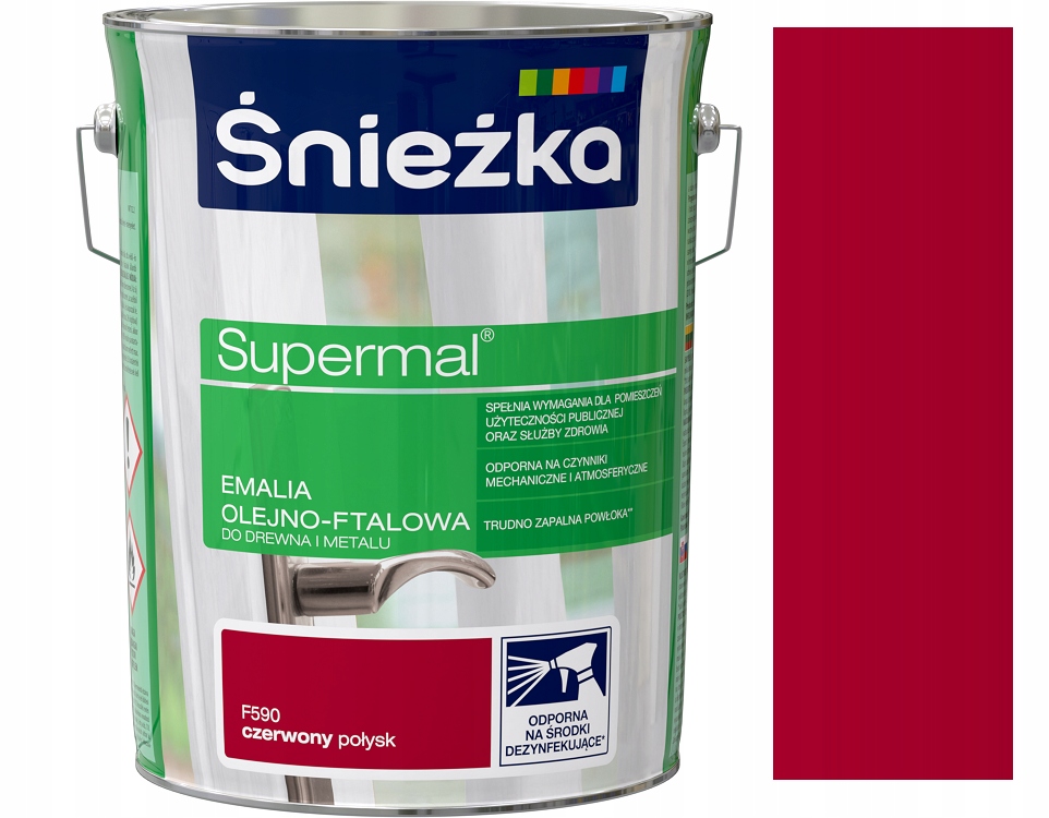 Emalia olejno-ftalowa Śnieżka Supermal F590 czerwony 5 l (5903973002871 ...