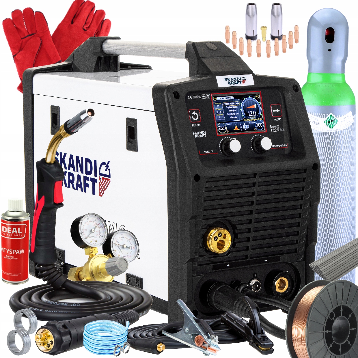 PÓŁAUTOMAT SPAWARKA MIGOMAT MIG/TIG/MMA iTECH MIG 220 4R 200A SKANDI KRAFT (5905072442039 ...
