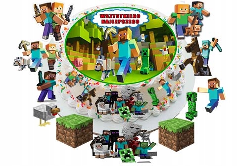 OPŁATEK Opłatki ZESTAW TORT MINECRAFT +11postaci • Cena, Opinie - Allegro
