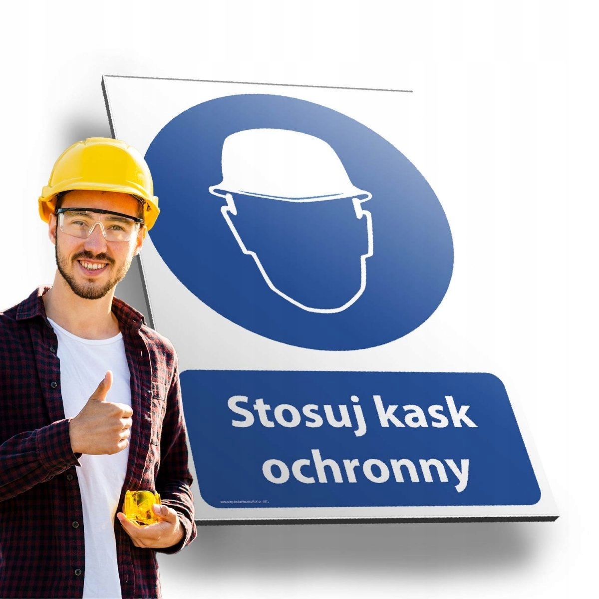 Tablica ostrzegawcza BHP STOSUJ KASK OCHRONNY (5071) • Cena, Opinie ...