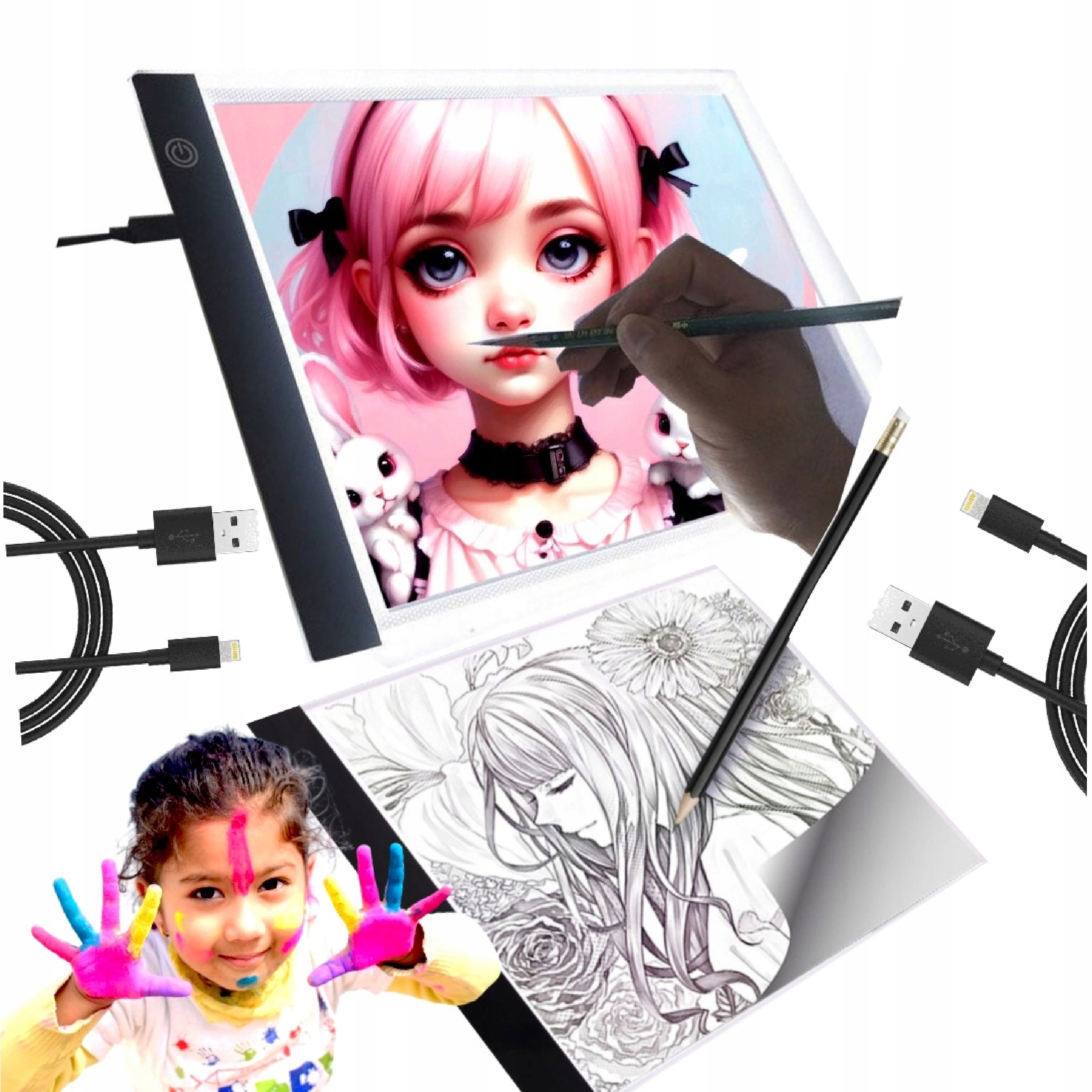 ! TABLET GRAFICZNY Deska Kreślarska do Rysowania TABLICA LED PREZENT ...