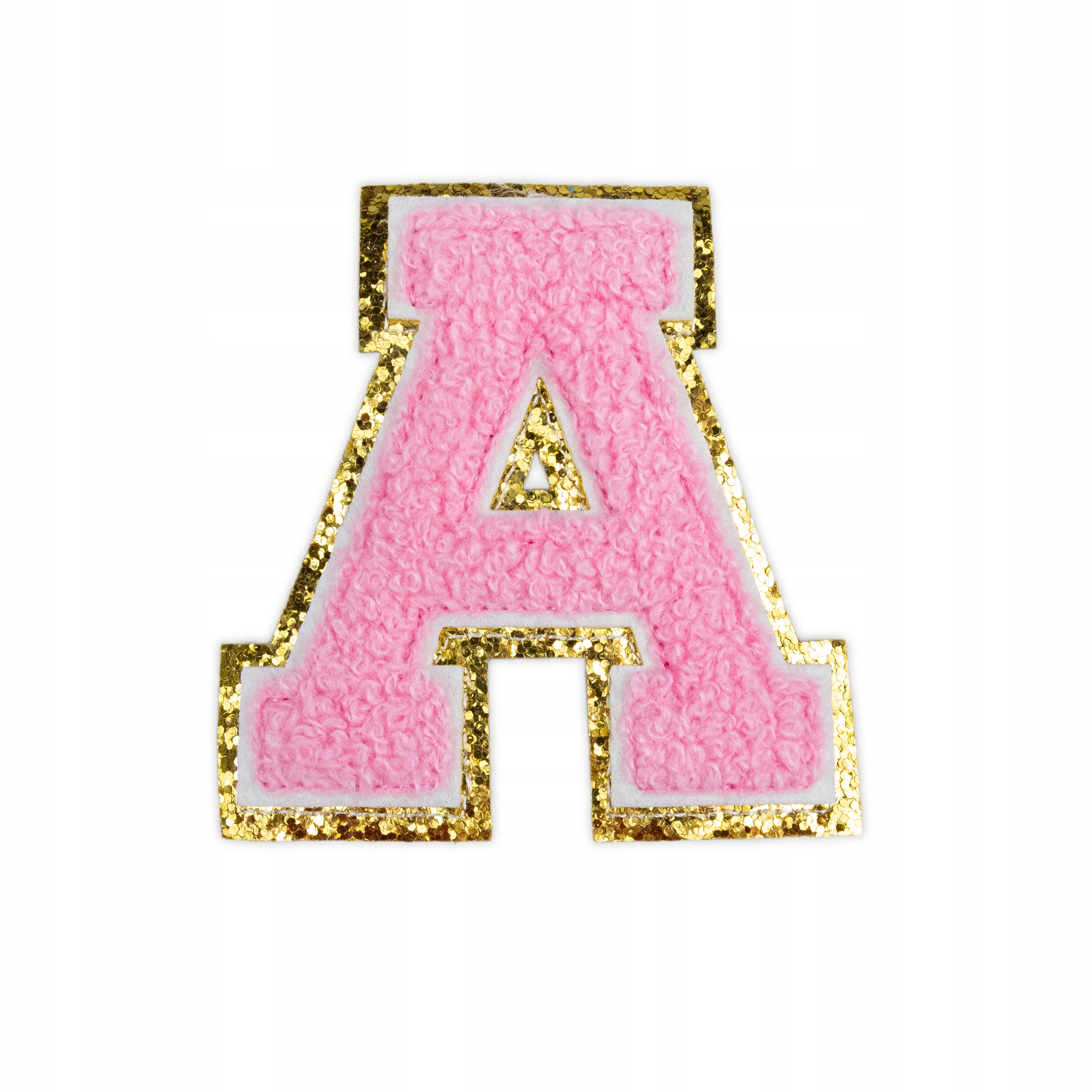 NASZYWKA duża LITERA A różowa brokat font napis • Cena, Opinie - Allegro