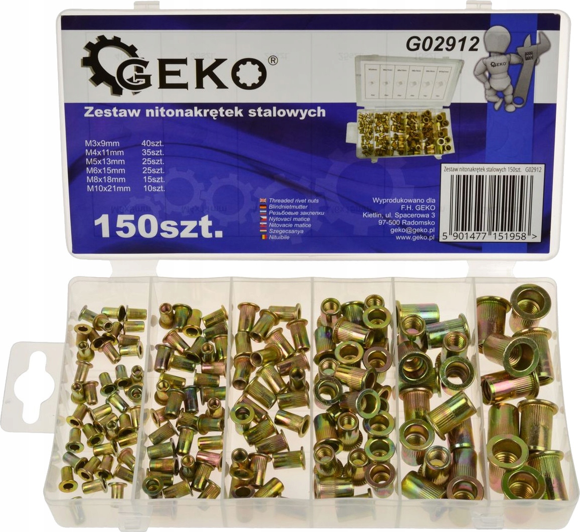 Sada ocelových nýtovacích matic M3-M10 - Allegro