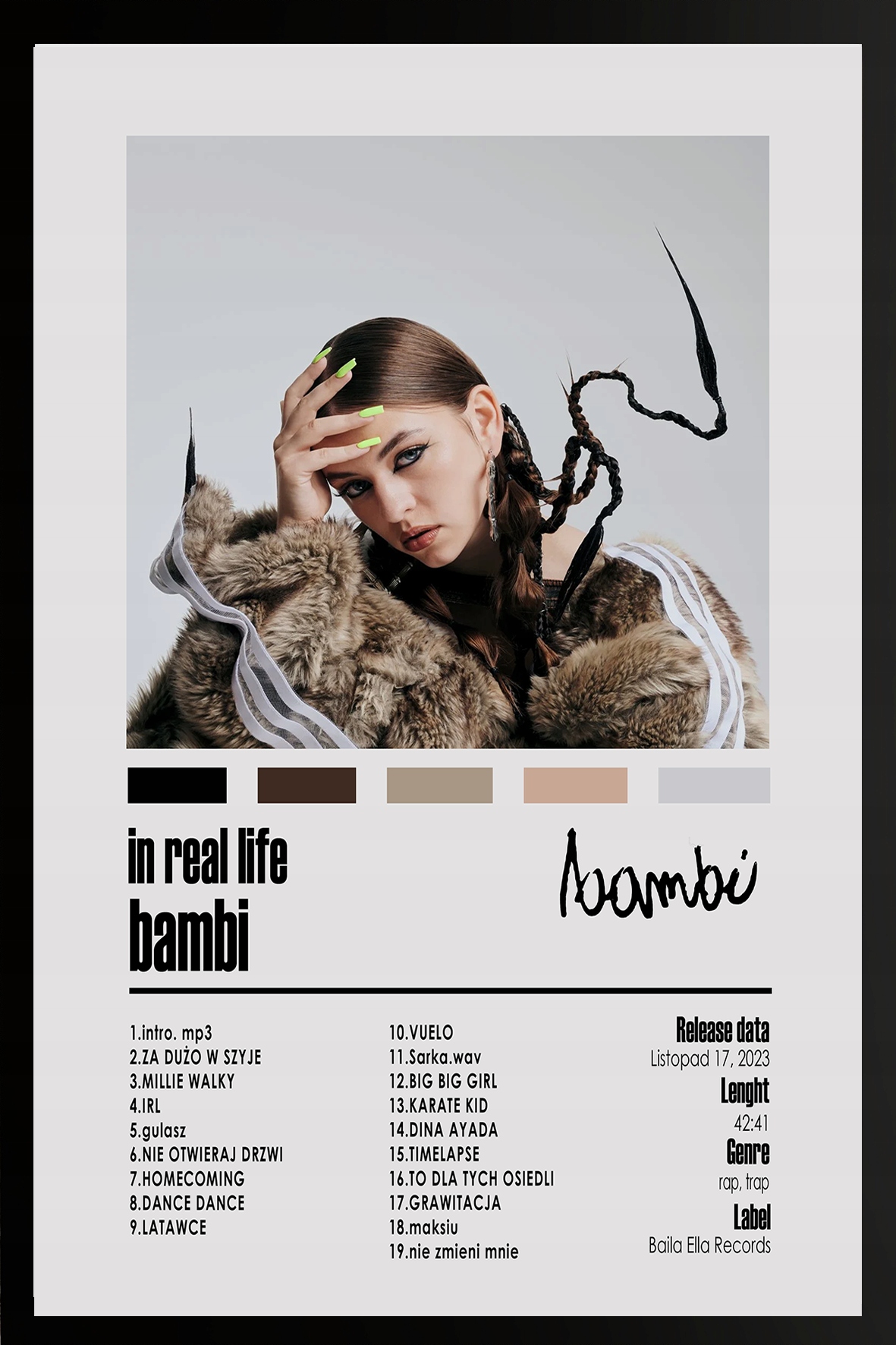 Obraz w ramce BAMBI In Real Life album prezent muzyka plakat 70x50 cm ...