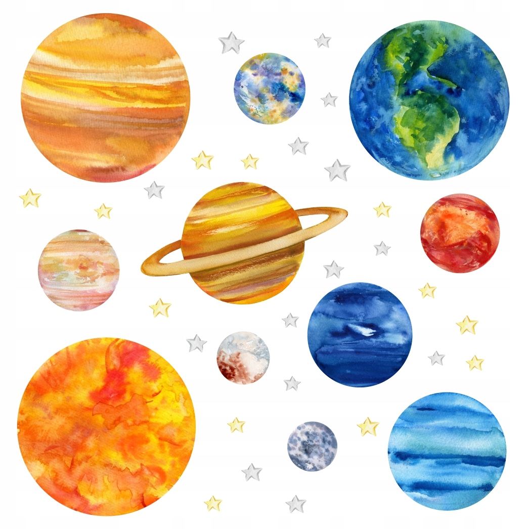 MEGA DUŻE naklejki na ścianę PLANETY kosmos układ 12772288584 - Allegro.pl