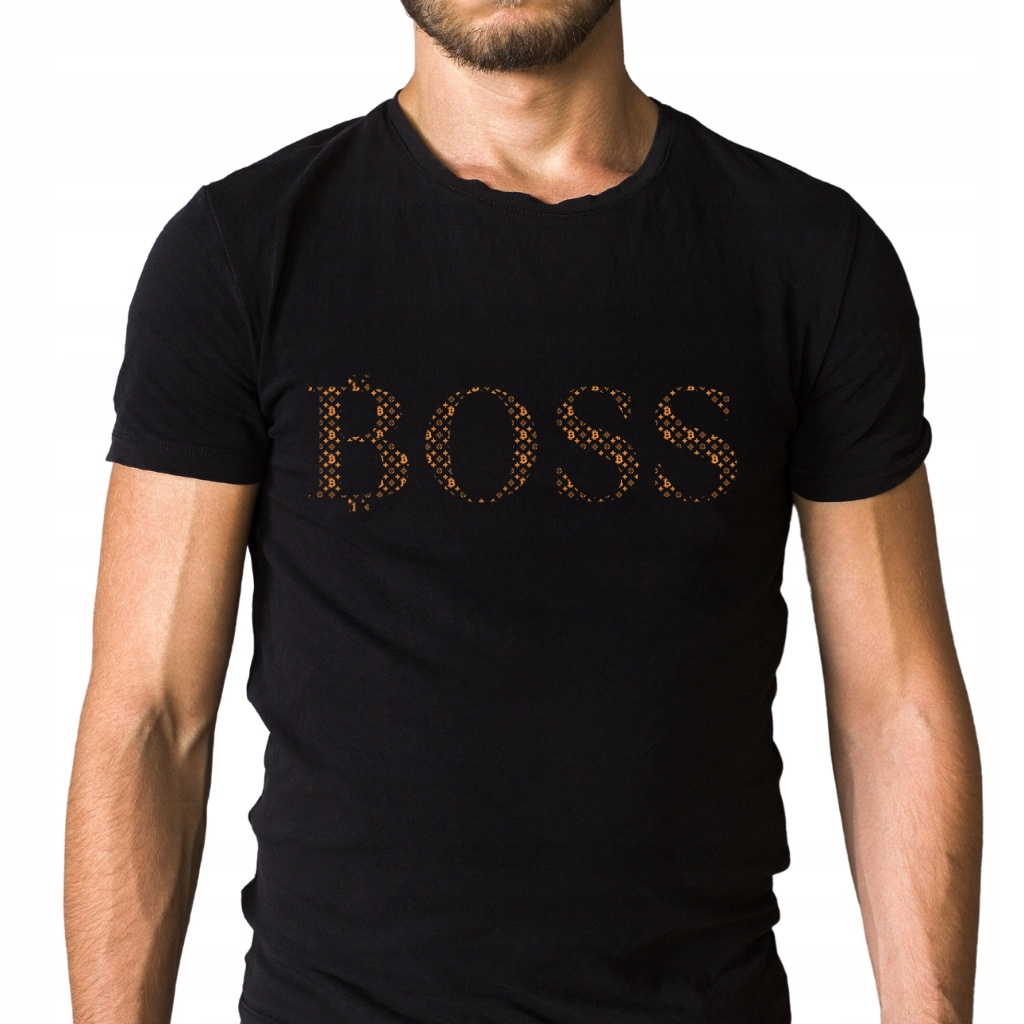 Koszulka Męska z nadrukiem bitcoina T-shirt logo Bitcoin BOSS KRYPTO XL ...