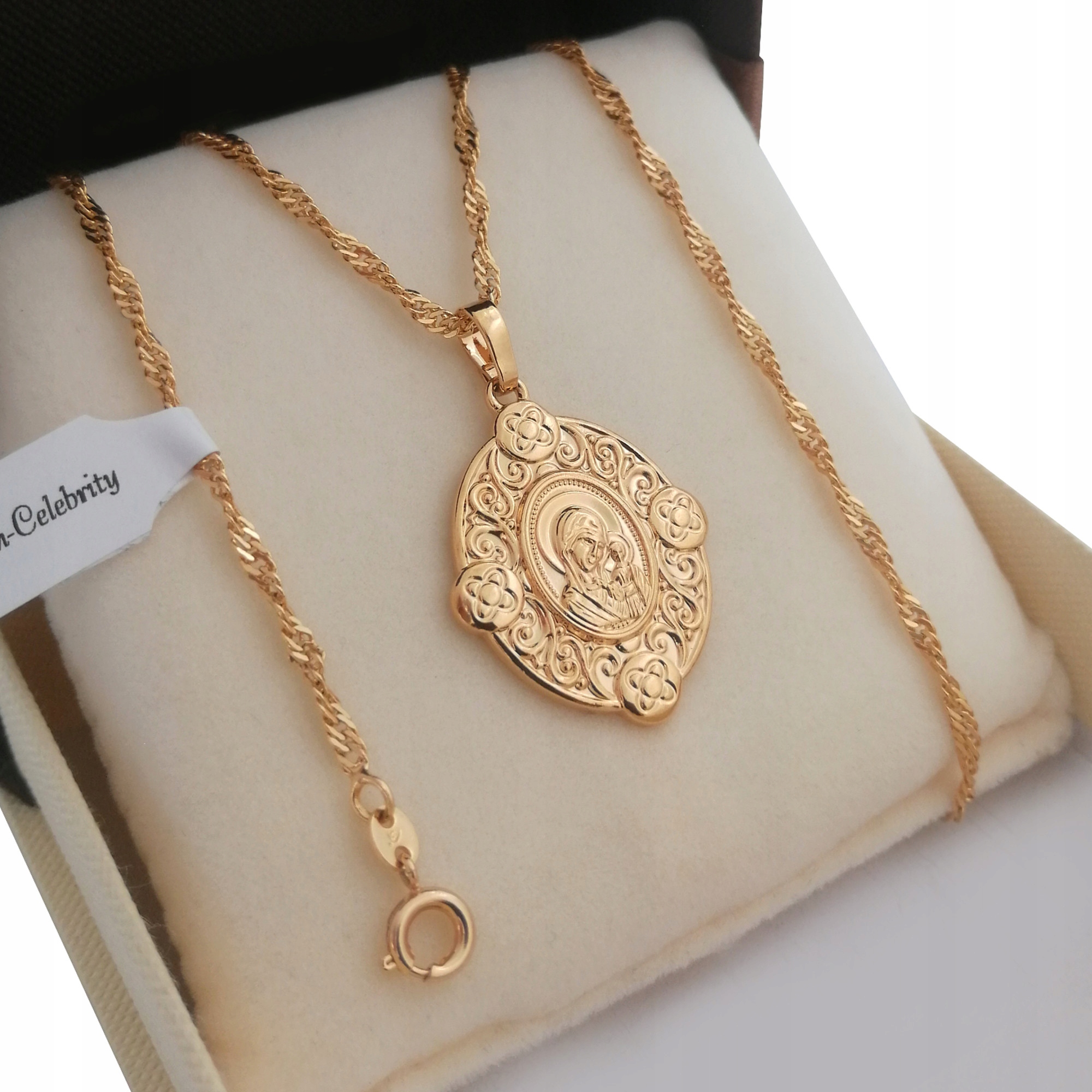 ZŁOTY ŁAŃCUSZEK SINGAPUR+MEDALIK 18K 50CM PREZENT (5905935503235 ...