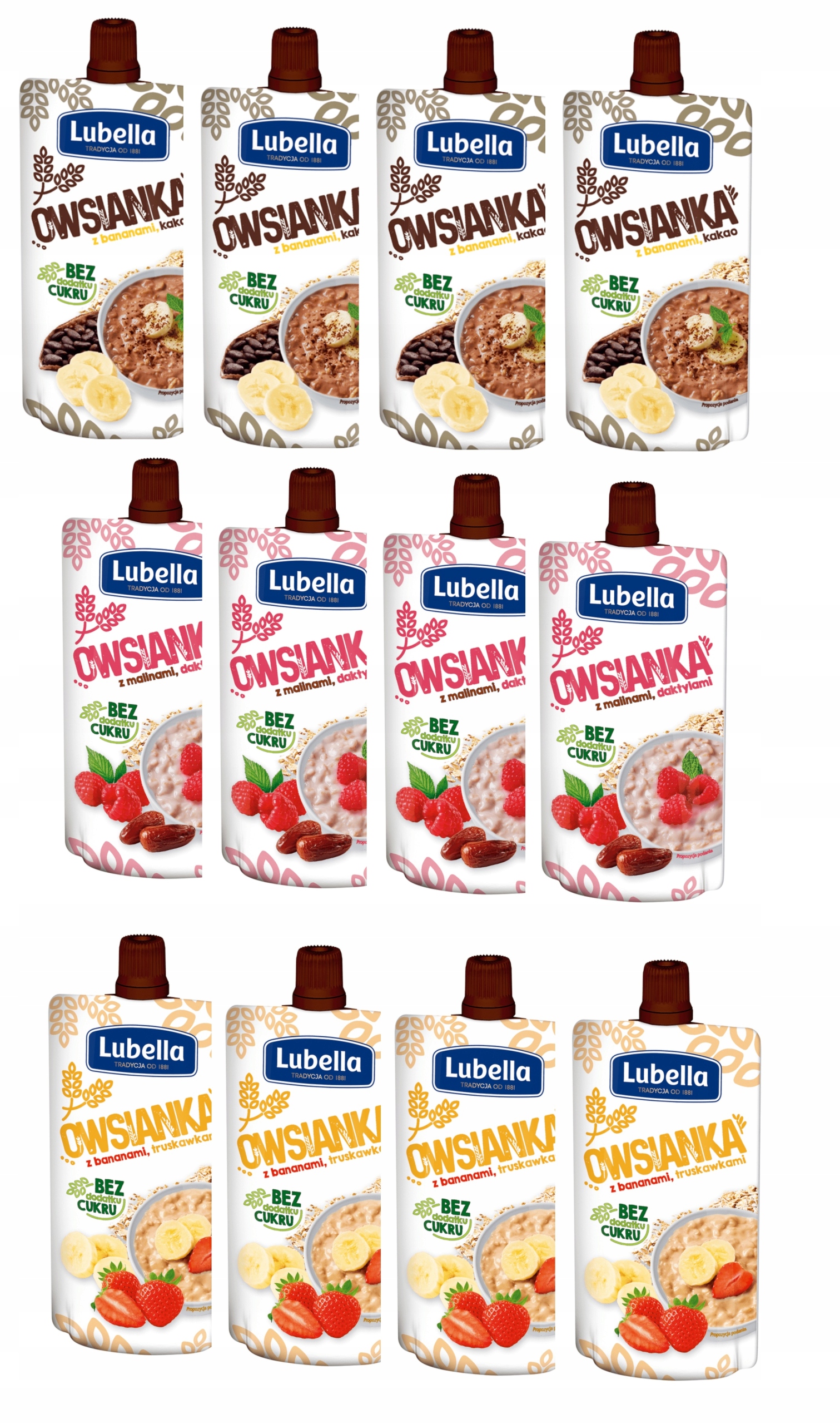 Lubella OWSIANKA Mus Owocowe 3 SMAKI x 4szt MIX 12243114185 - Allegro.pl