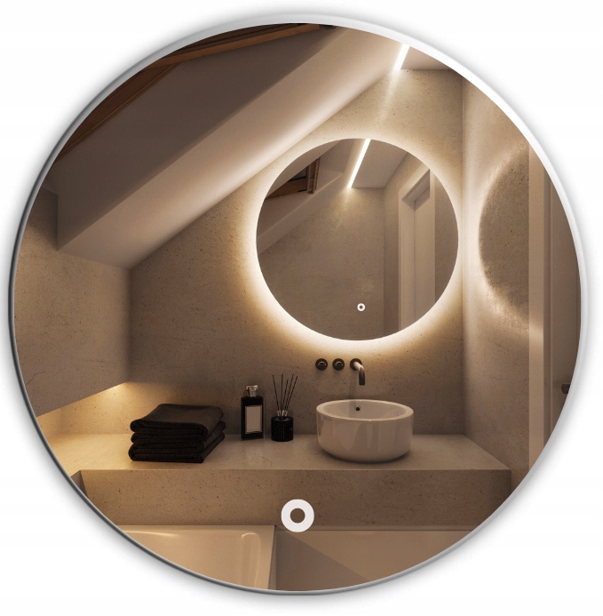 LUSTRO OKRĄGŁE 70 PODŚWIETLANE LED WŁĄCZNIK DOTYK (5904506959556 ...
