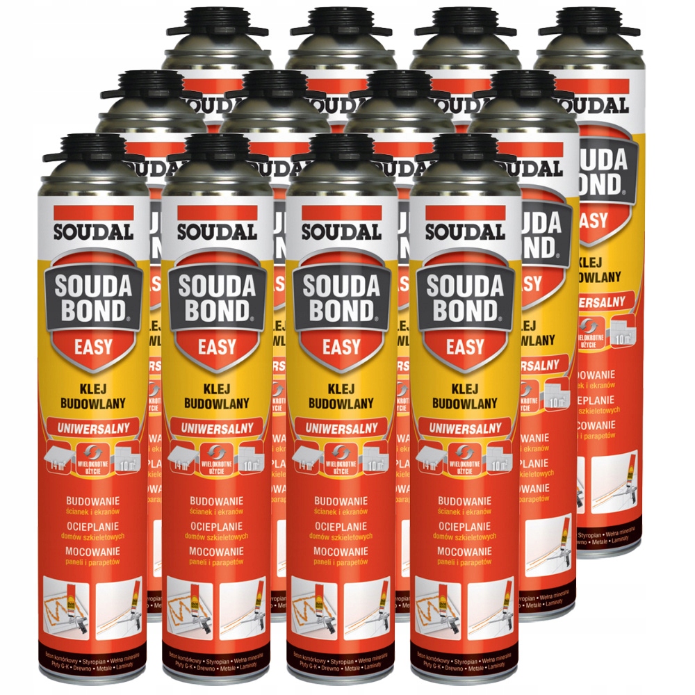 PIANOKLEJ BUDOWLANY DO STYROPIANU PISTOLETOWY SOUDABOND SOUDAL 750ml 12 szt (124786) • Cena ...