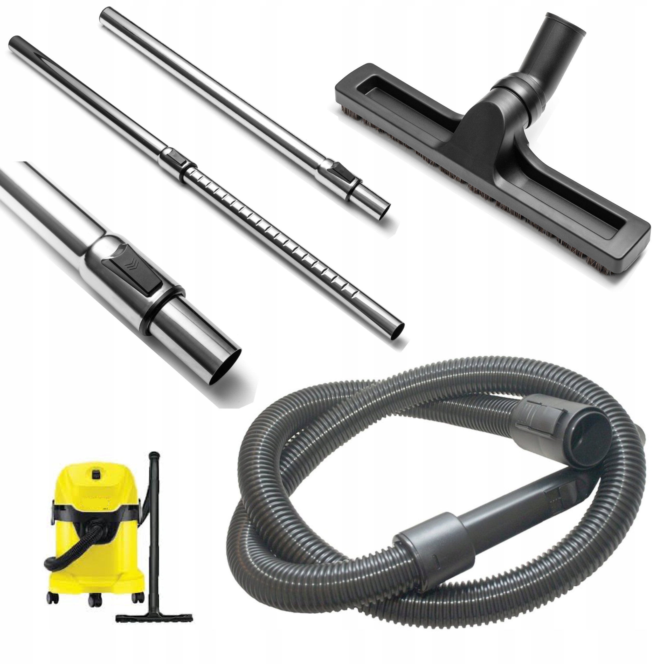 ZESTAW SZCZOTKA DO PARKIETU WĄŻ RURA KARCHER WD2 WD3 WD4 WD5 WD6 WD7 ...
