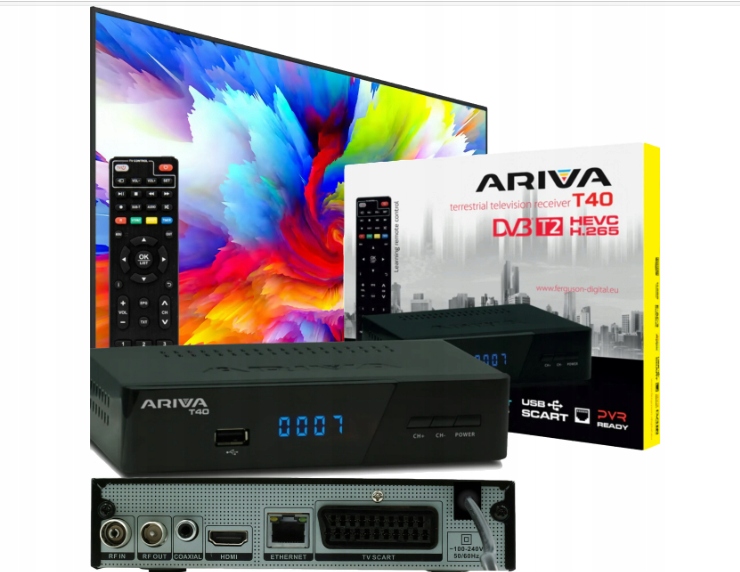 DVB-T2 tuner H.265 HEVC Ferguson Ariva T40 MUX UHF VHF földfelszíni TV dekóder za 12595.00HUF ...