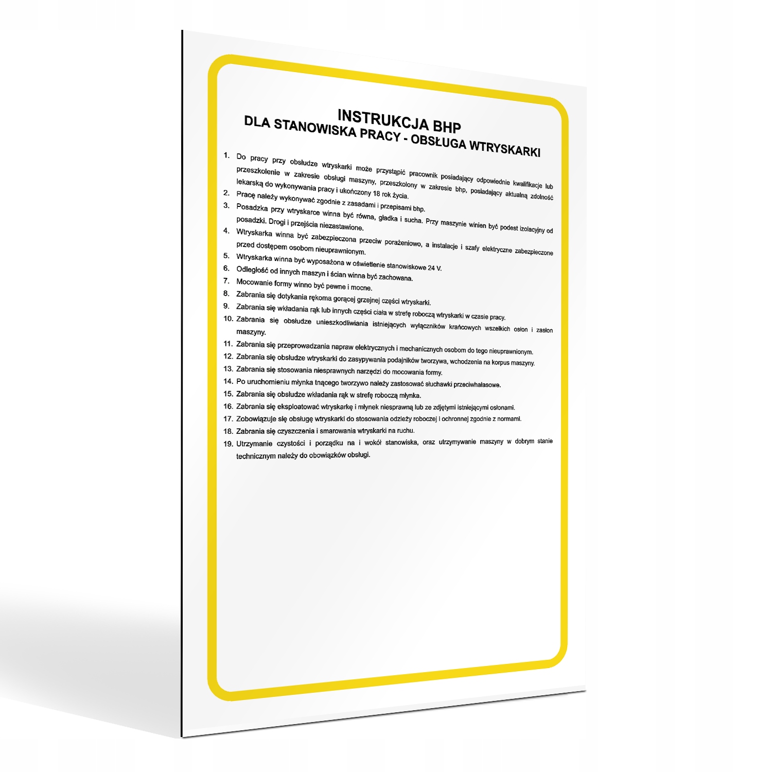 TABLICZKA INSTRUKCJA BHP DLA OBSŁUGI WTRYSKARKI (OBSŁUGA WTRYSKARKI BHP ...