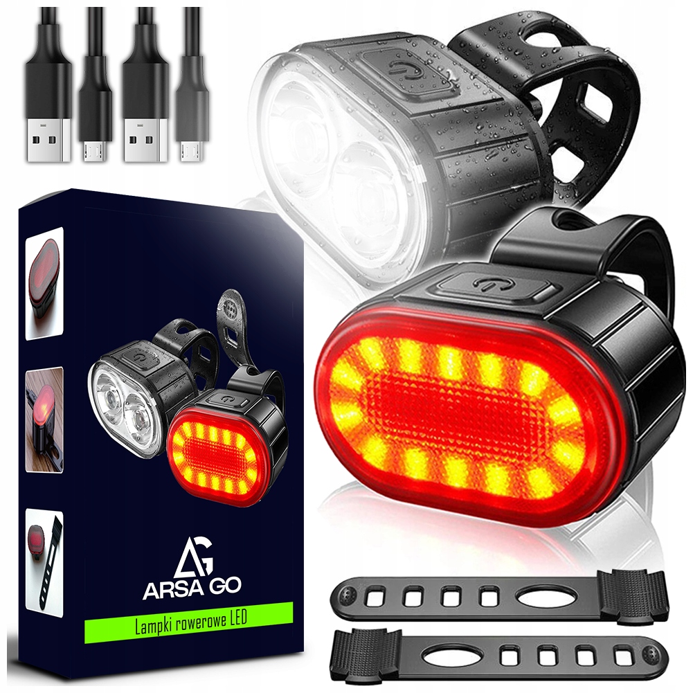 LAMPKA ROWEROWA PRZEDNIA I TYLNA LED MOCNA AKUMULATOROWA DO ROWERU ...